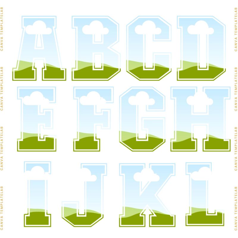 Varsity Letters Canva Frame A-Z & 0-9 - Turnit Studio