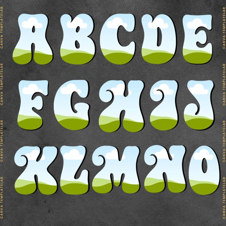 Groovy Letters Canva Frame A-Z & 0-9 - Turnit Studio